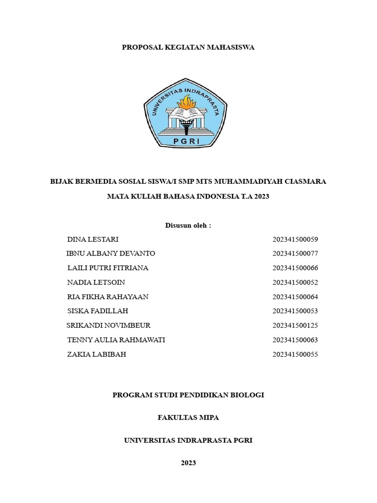 Kelompok 1 - Proposal (Bijak Bermedia Sosial) | PDF | Ilmu Sosial