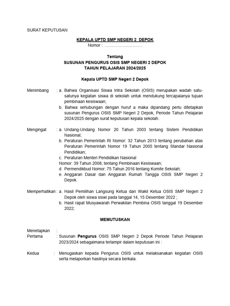 SK OSIS Th. 2024-2025 | PDF