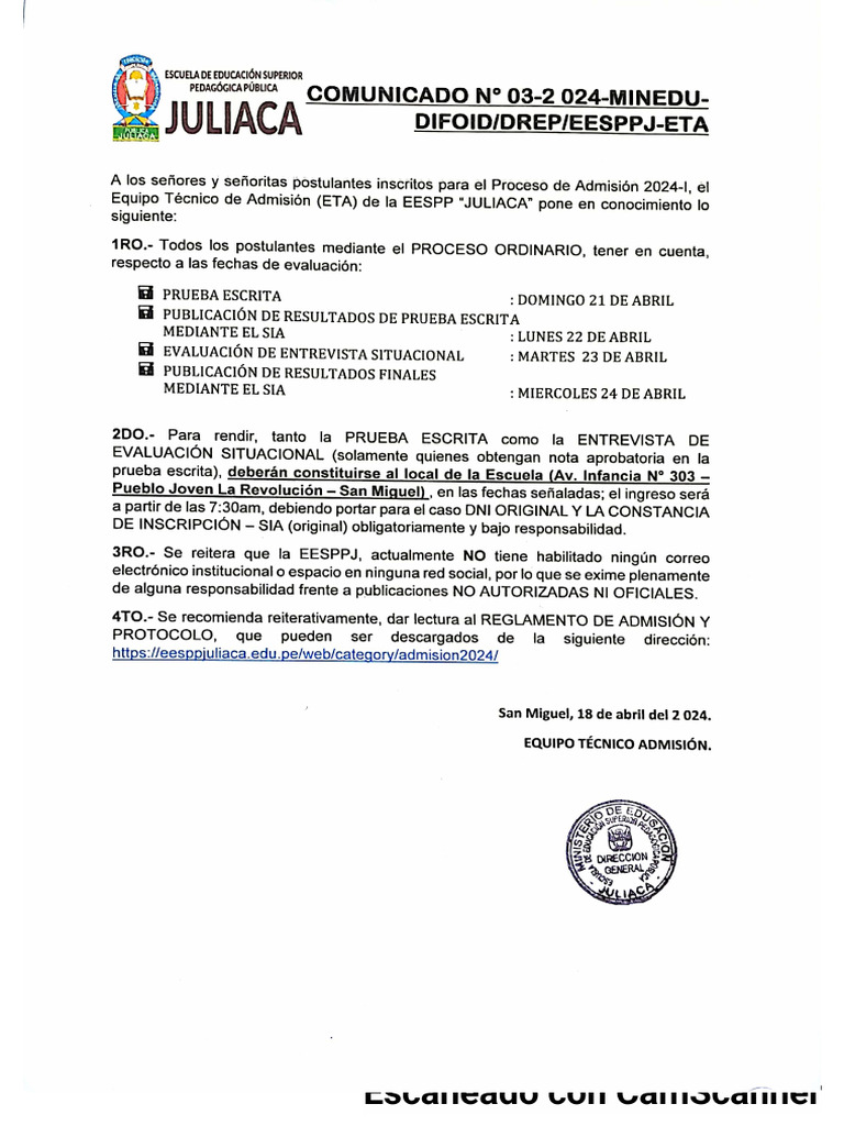 Comunicado 02 2024 Minedu Difoid Drep Eesppj Eta | PDF