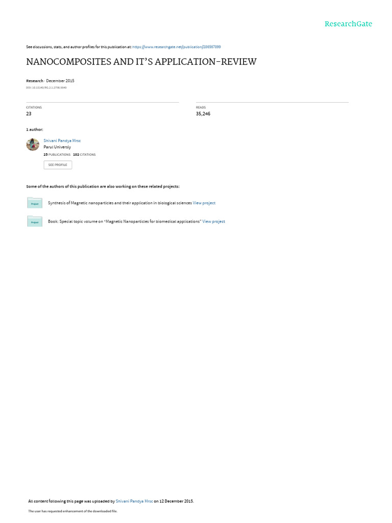 Nanocomposites and Its Applications-Revi | PDF | Nanocomposite | Carbon ...