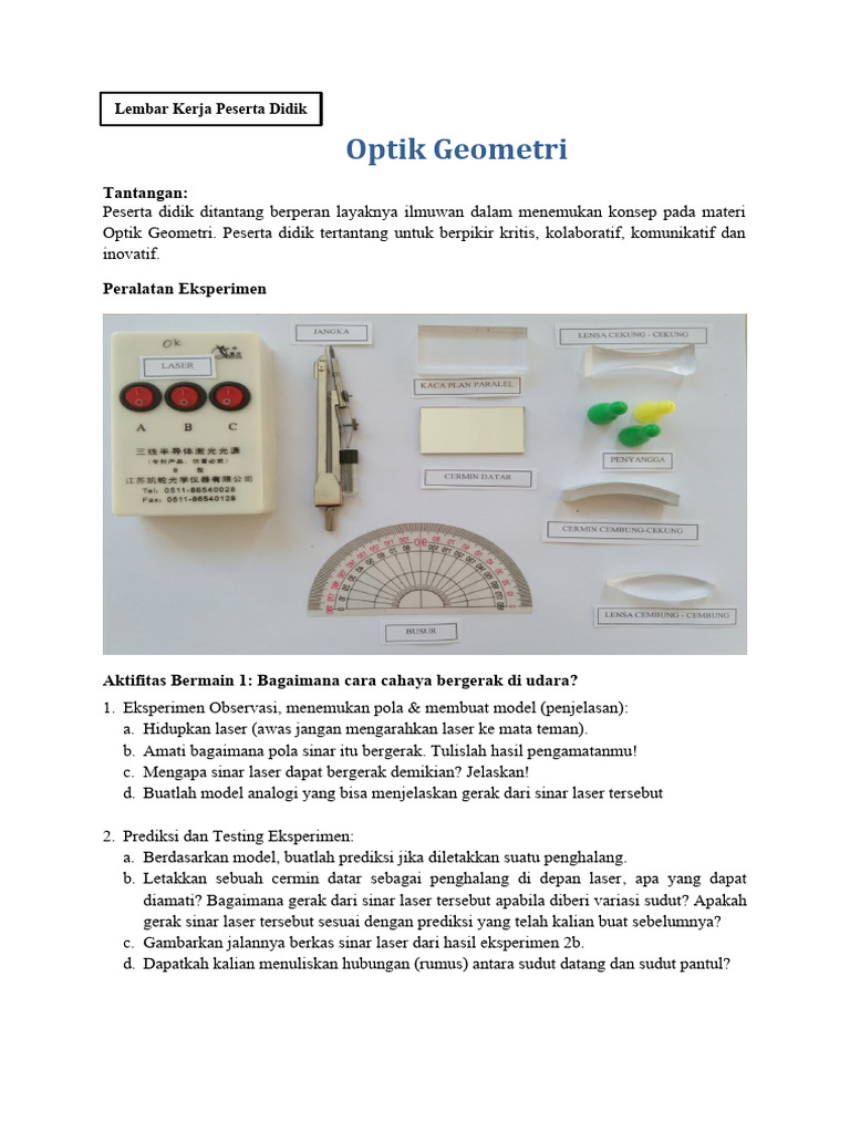 LKPD Optik Geometri Rev | PDF | Sains & Matematika