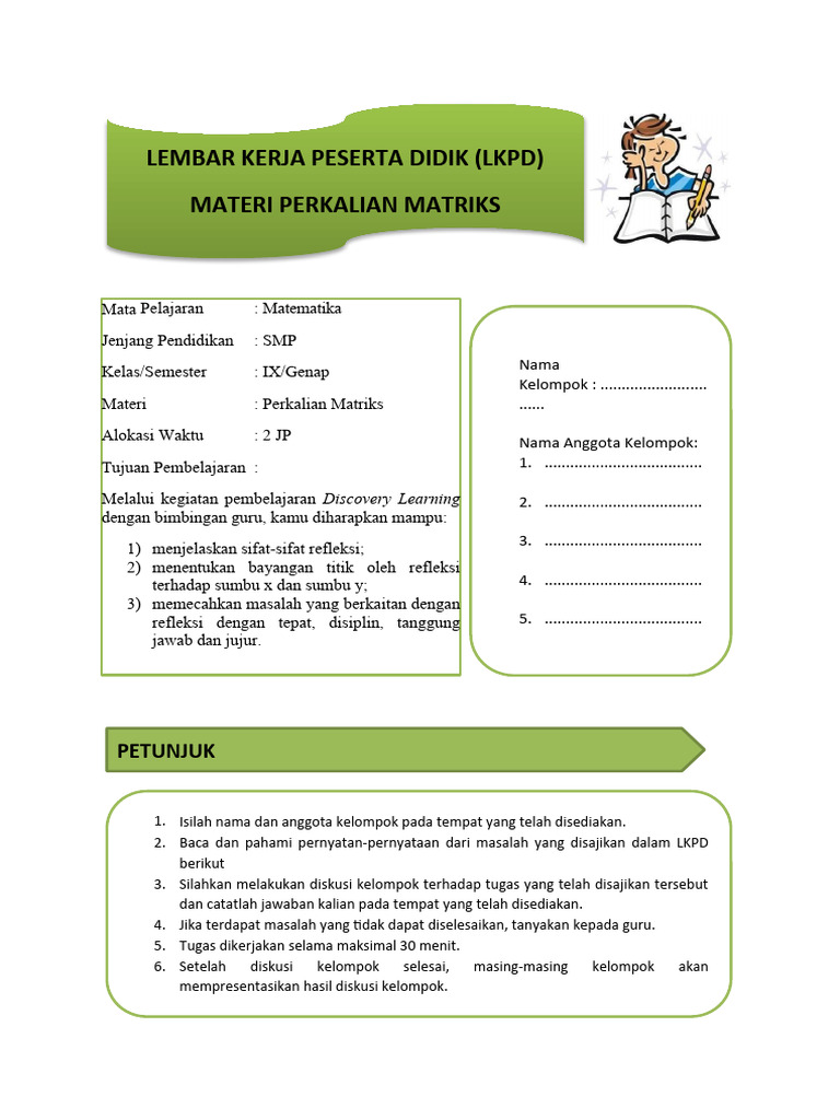LKPD Perkalian Matriks | PDF
