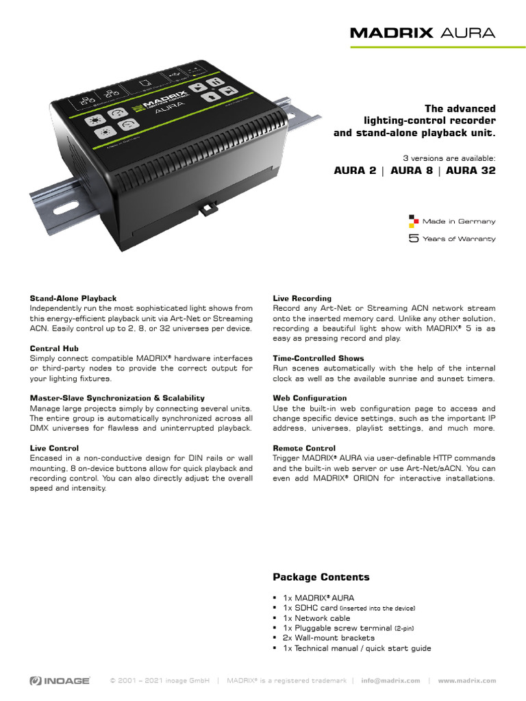 Datasheet Madrix Aura | PDF | World Wide Web | Internet & Web