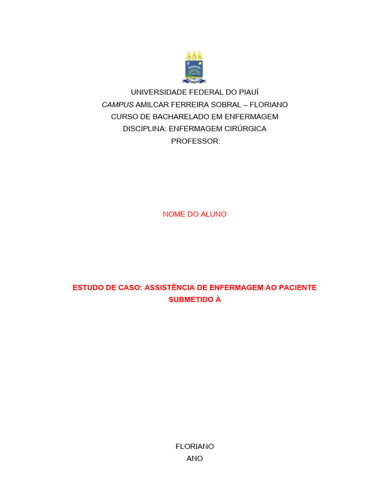 Modelo Estudo de Caso CC | PDF | Enfermagem | Estudo de caso
