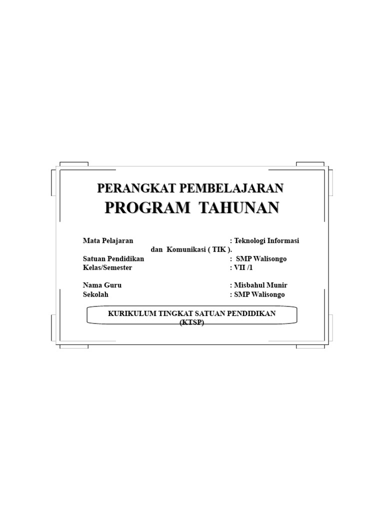 PROTA TIK SMP Walisongo Kelas VII VIII Dan IX | PDF | Seni | Komputer