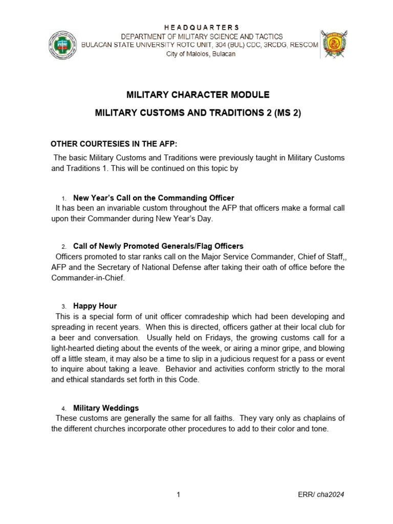 Military Customs and Traditions 2 4 | PDF | Dress Codes | Military Uniforms