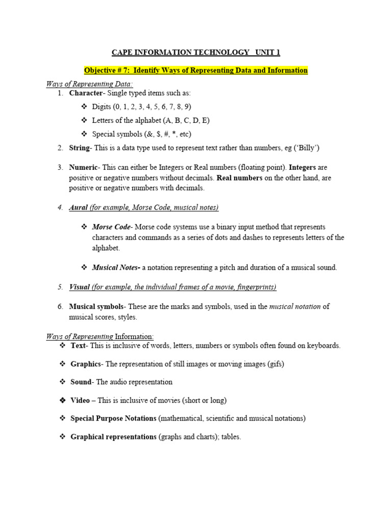 Ways of Representing Data & Information | PDF | Numbers | Information