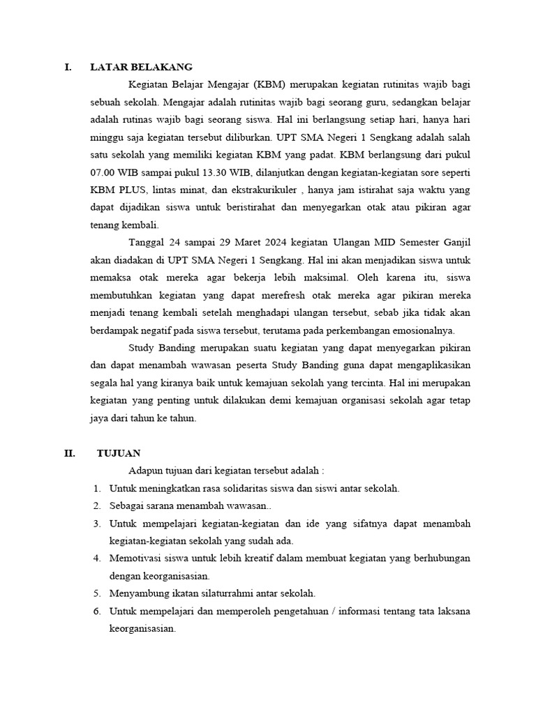Proposal Kegiatan Study Banding OSIS | PDF