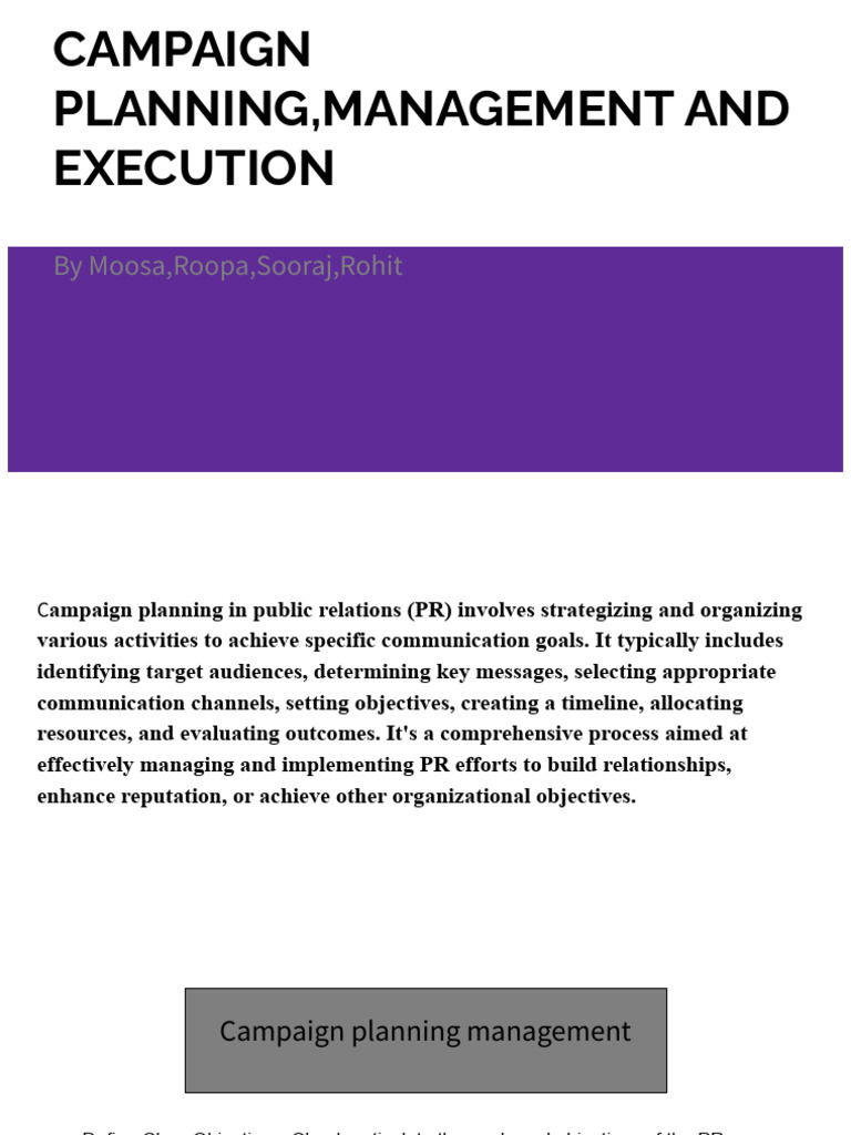 Campaign Planning | PDF | Target Audience | Strategic Planning