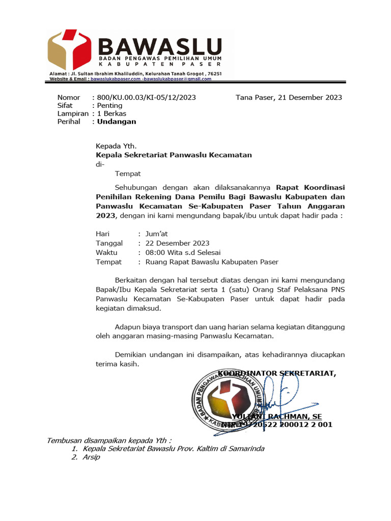 Undangan Penihilan RDP | PDF | Sains & Matematika