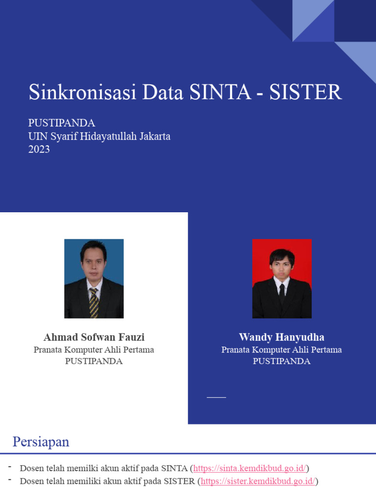 Sinkronisasi SINTA dan SISTER UIN Jakarta | PDF
