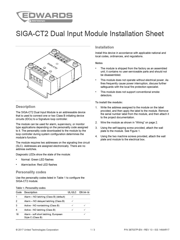 387037P-EN R13 SIGA-CT2 Sheet | PDF | Electrical Network | Manufactured Goods