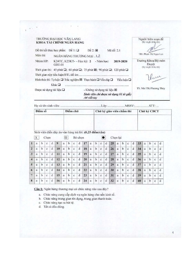 Các Đề Thi Mấy Năm Trước Nhtm | PDF