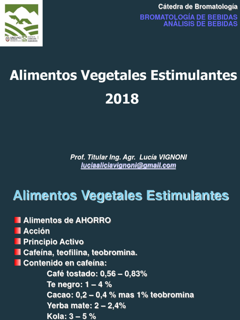 Alimentos Vegetales Estimulantes | PDF | Té | café