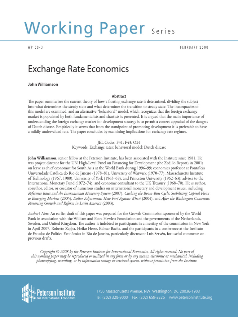 Working Paper: Exchange Rate Economics | PDF | Exchange Rate | Interest