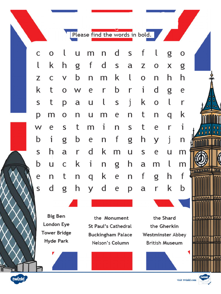 London Landmarks Word Search | PDF