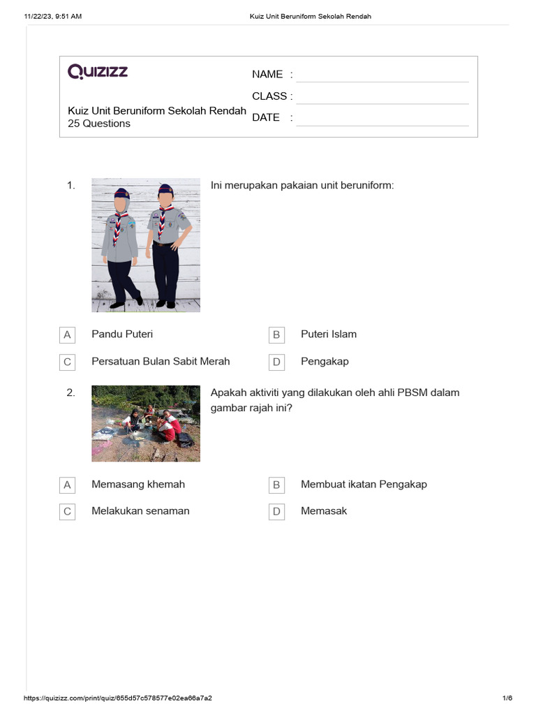 Kuiz Unit Beruniform | PDF