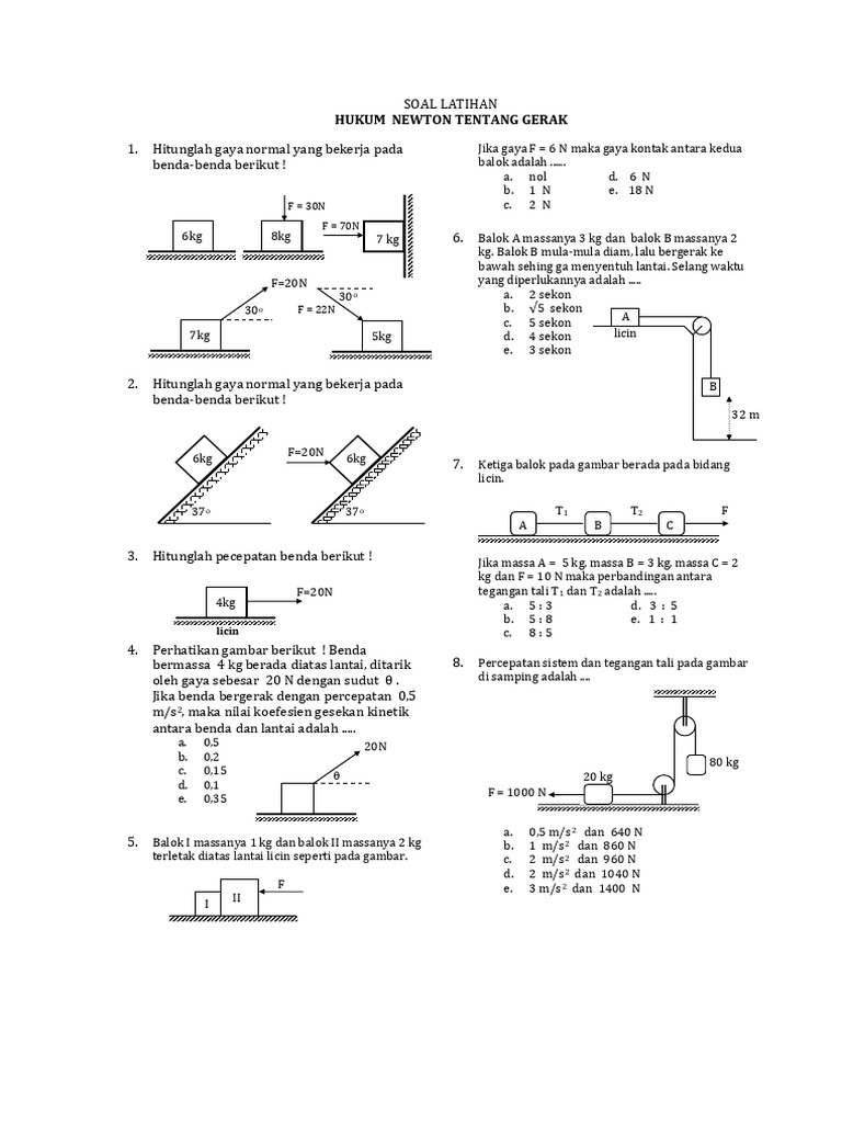 Latihan Soal Dinamika Gerak | PDF