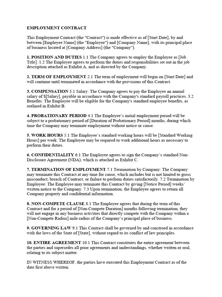 Employment Contract | Download Free PDF | Employment | Business