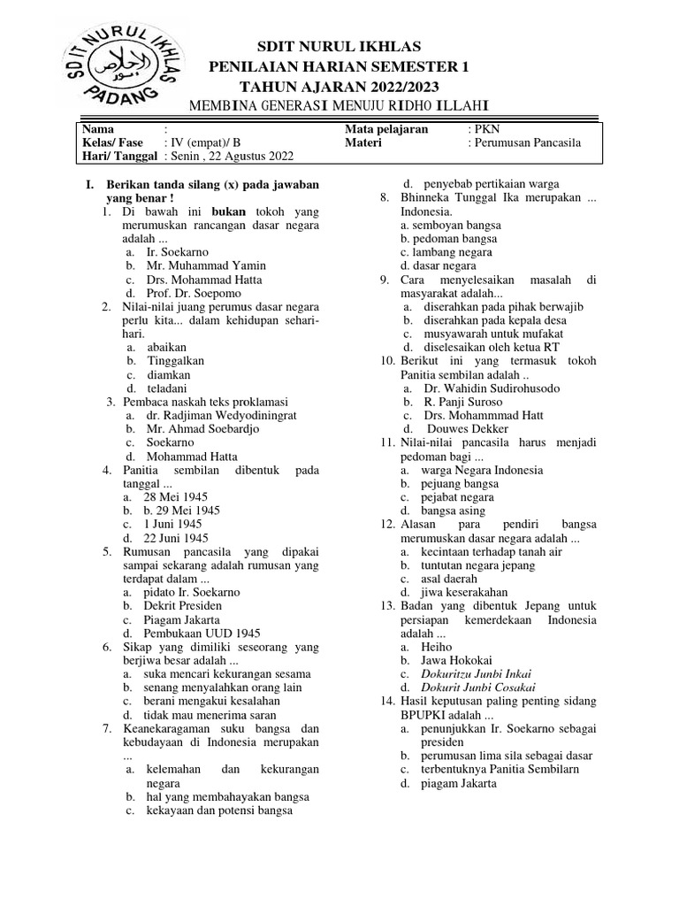 Ujian Sumatif PKN 1 | PDF | Politik