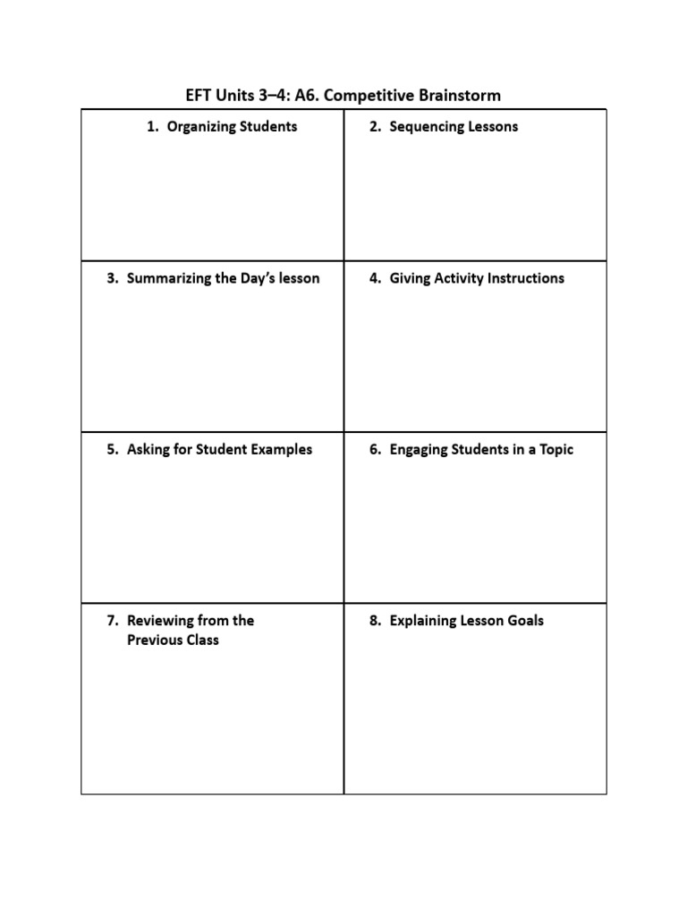 (A6) Competitive Brainstorm Worksheet - EFT Units 3-4 | PDF