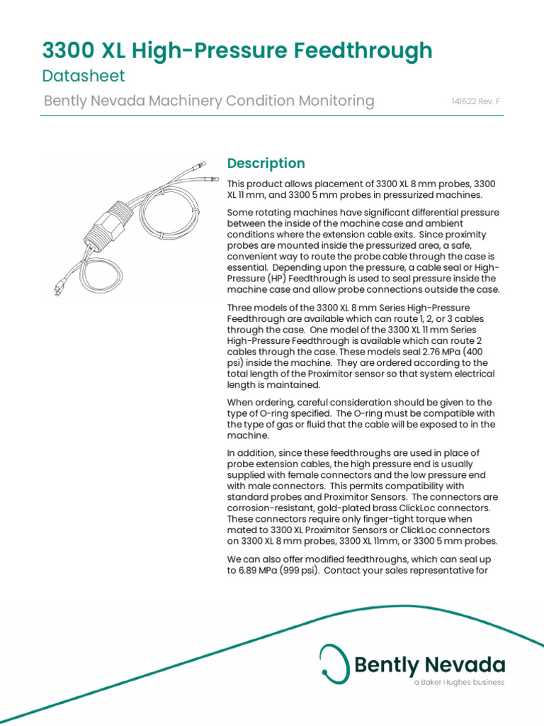 3300 XL High-Pressure Feedthrough Datasheet - 141622 | PDF | Electrical ...