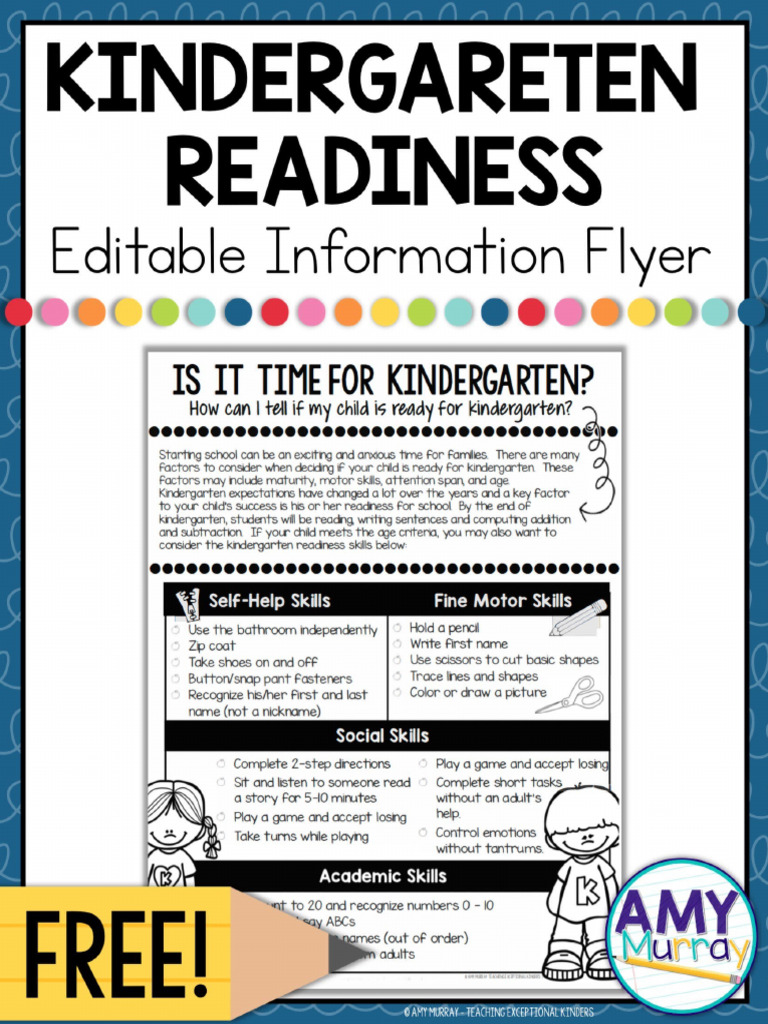 Kindergarten Readiness Editable Flyer | PDF | Cognition | Psychology