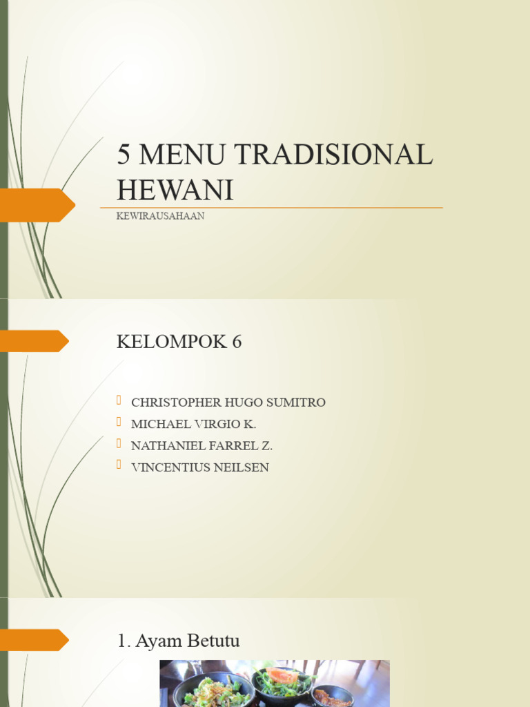 12 A2 Hugo - 5 MENU TRADISIONAL HEWANI | PDF