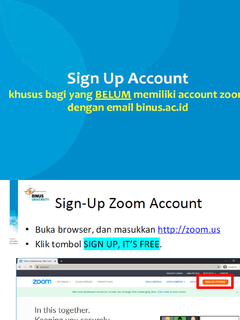 Panduan Sign Up Zoom Meeting Akun Dengan Email Binus (...... @binus ...