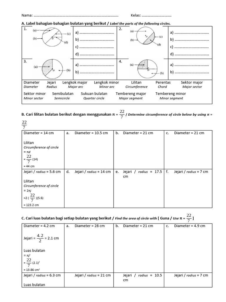 Ulangkaji - Bulatan - Lilitan Dan Luas | PDF | Lingkaran | Geometri Bidang Euklides
