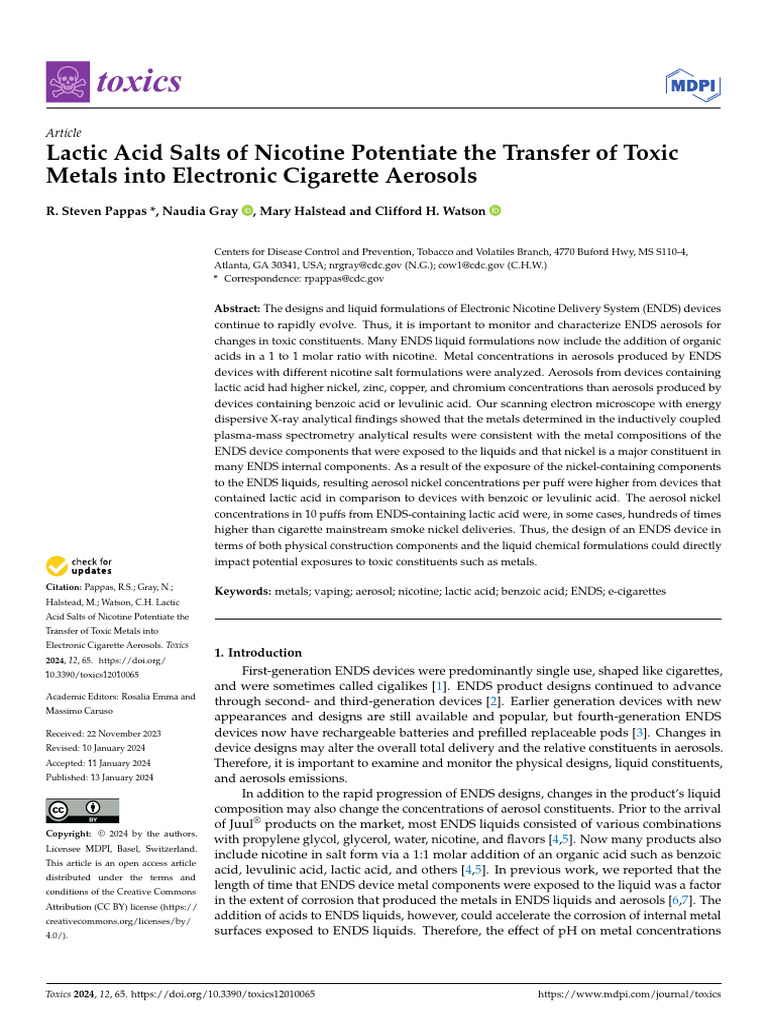 Lactic Acid Salts of Nicotine Potentiate The Trans | PDF | Electronic ...