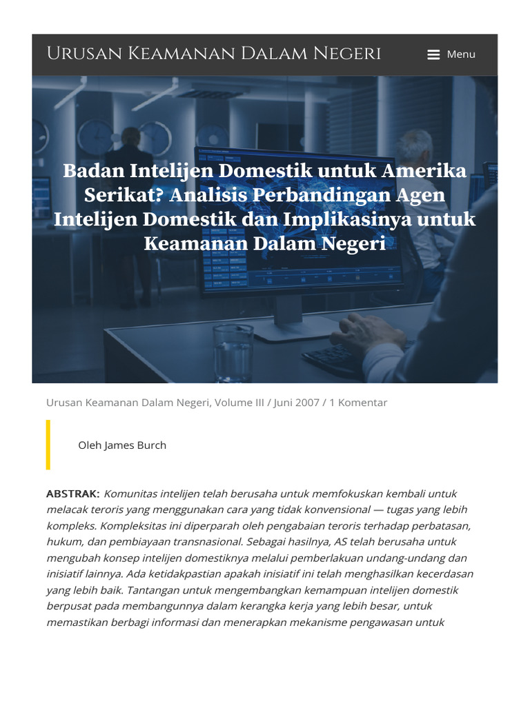 Kelayakan Badan Intelijen Domestik AS | PDF