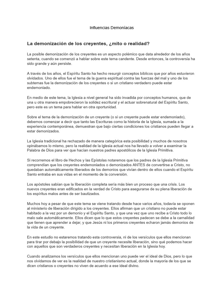 Creyentes Endemoniados | PDF | Demonios | espíritu Santo