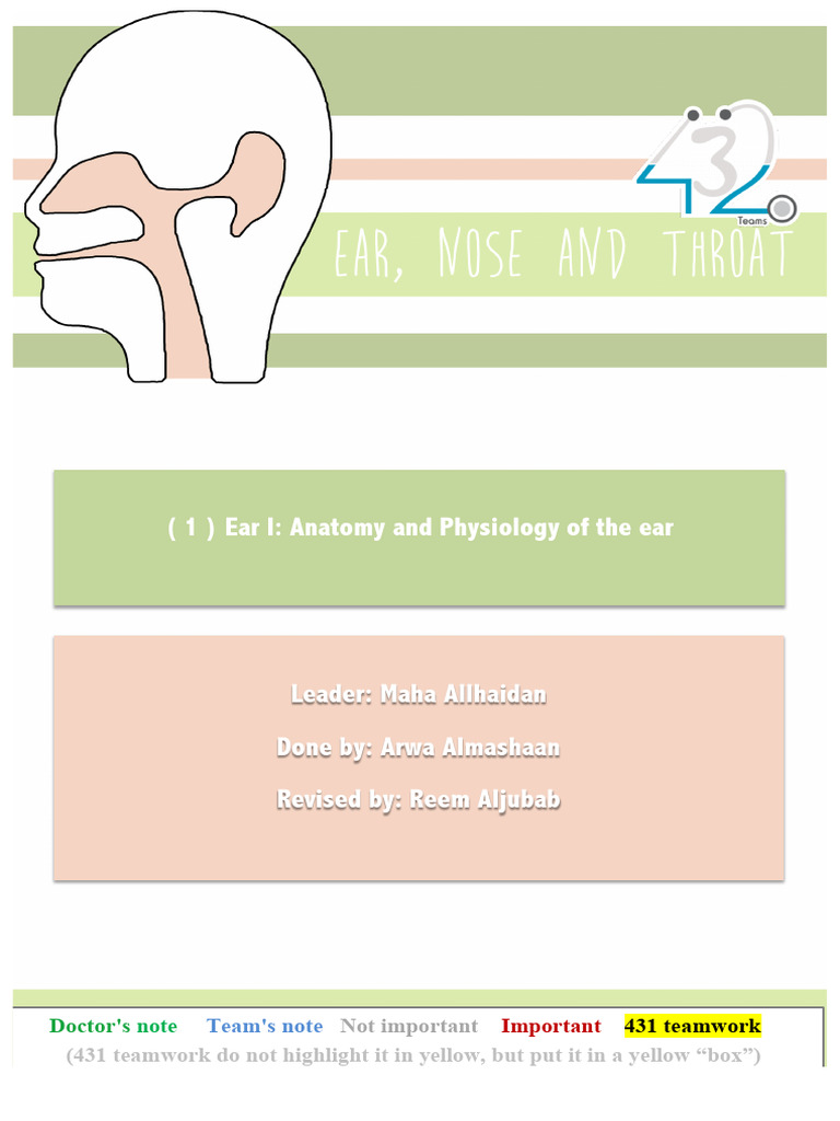 L1 - Ear I (Anatomy and Physiology of The Ear) - New | PDF | Ear ...