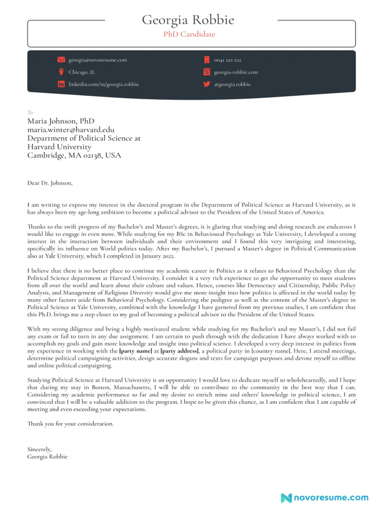 Cover Letter Example For PHD | PDF