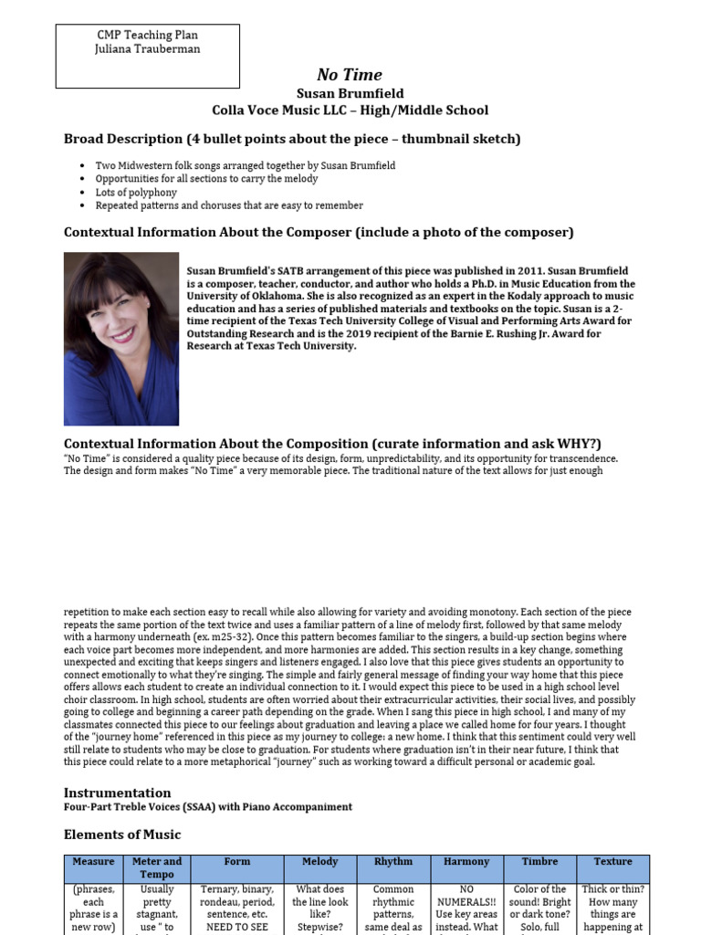 trauberman final cmp analysis template | PDF | Song Structure | Singing