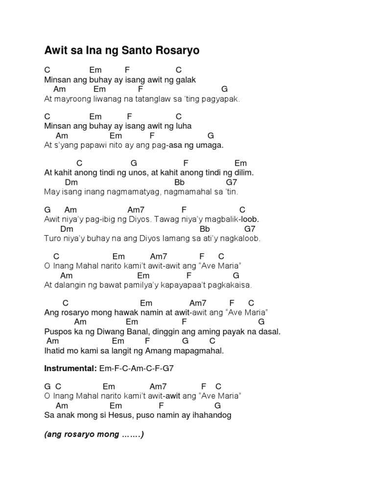 Awit Sa Ina NG Santo Rosaryo | PDF