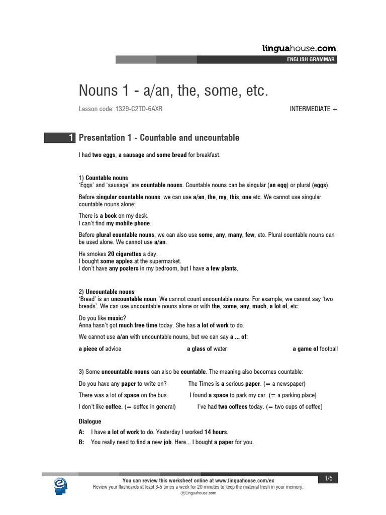 Nouns 1 British English Student BW | PDF | Noun | Plural