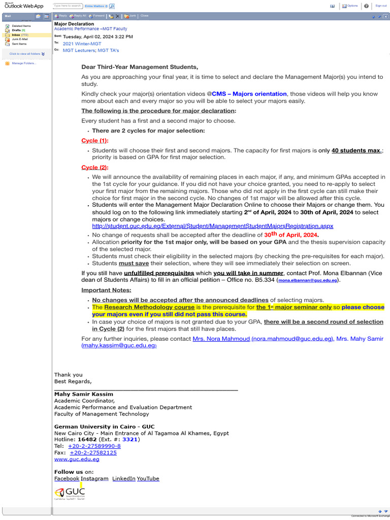 Major Declaration for MGT Students | PDF | Software | Internet