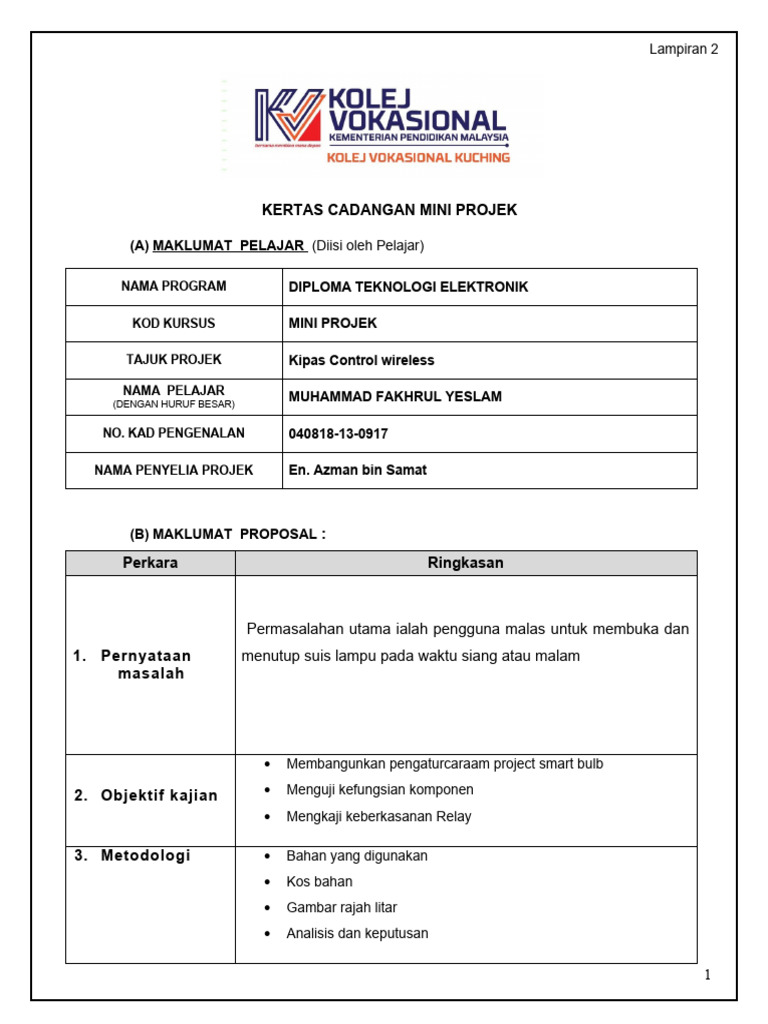 Format Kertas Cadangan MINI PROJEK | PDF