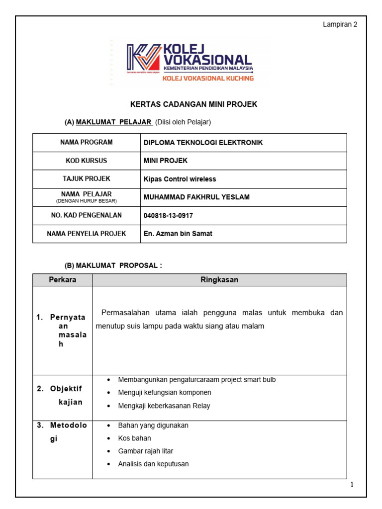 Format Kertas Cadangan MINI PROJEK | PDF