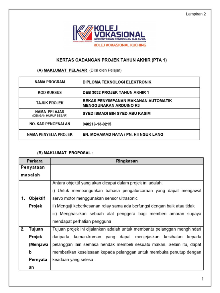 Lampiran 2 Format Kertas Cadangan PTA (1) Syed Gob | PDF