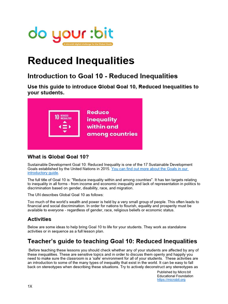 Reduced Inequalities | PDF | Social Inequality | Discrimination & Race ...
