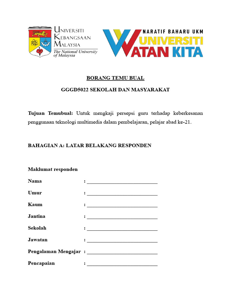 Borang Temu Bual | PDF