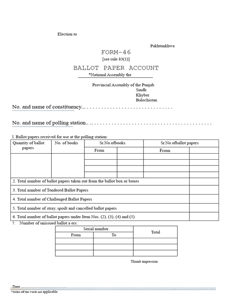 Form-45-46 (English Version) | PDF | Khyber Pakhtunkhwa | Political ...