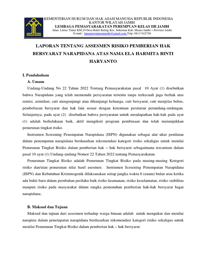 Laporan Ispn Hak Bersyarat Ela Harmita | PDF