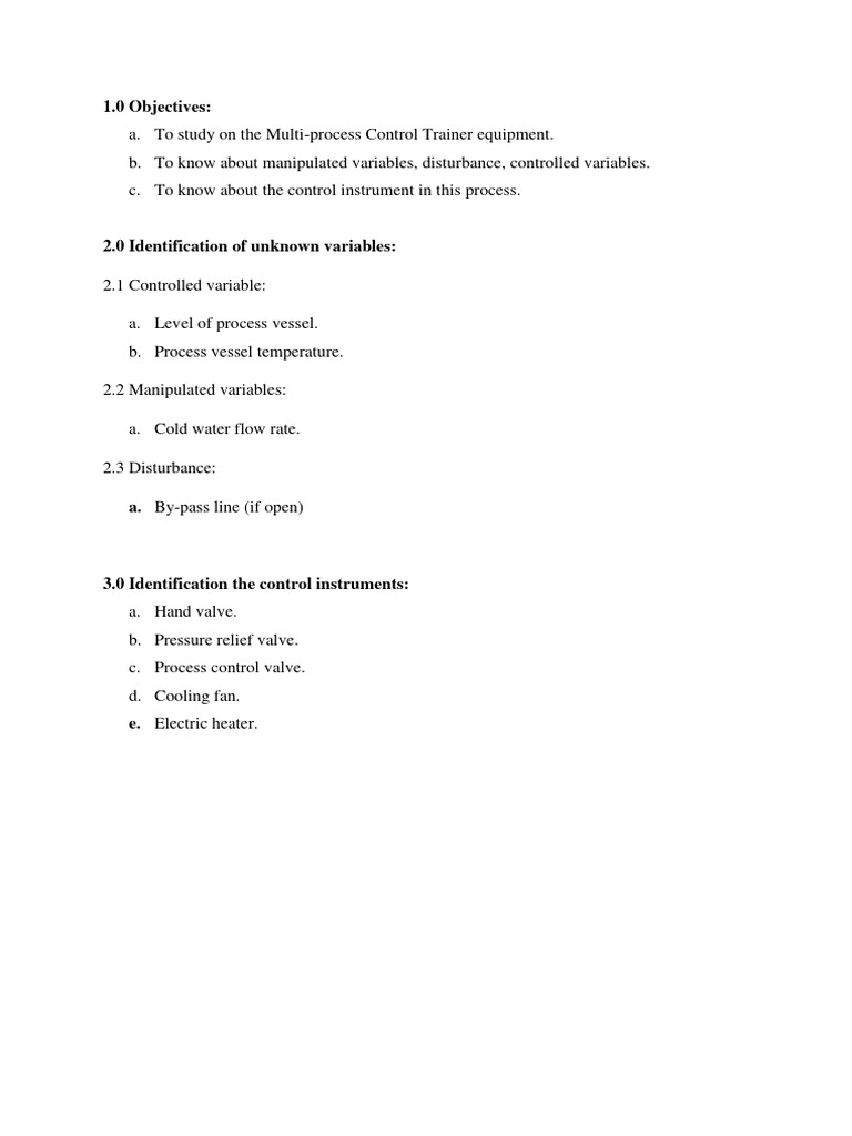 Process Block Diagram of Multiprocess Control Trainer | PDF