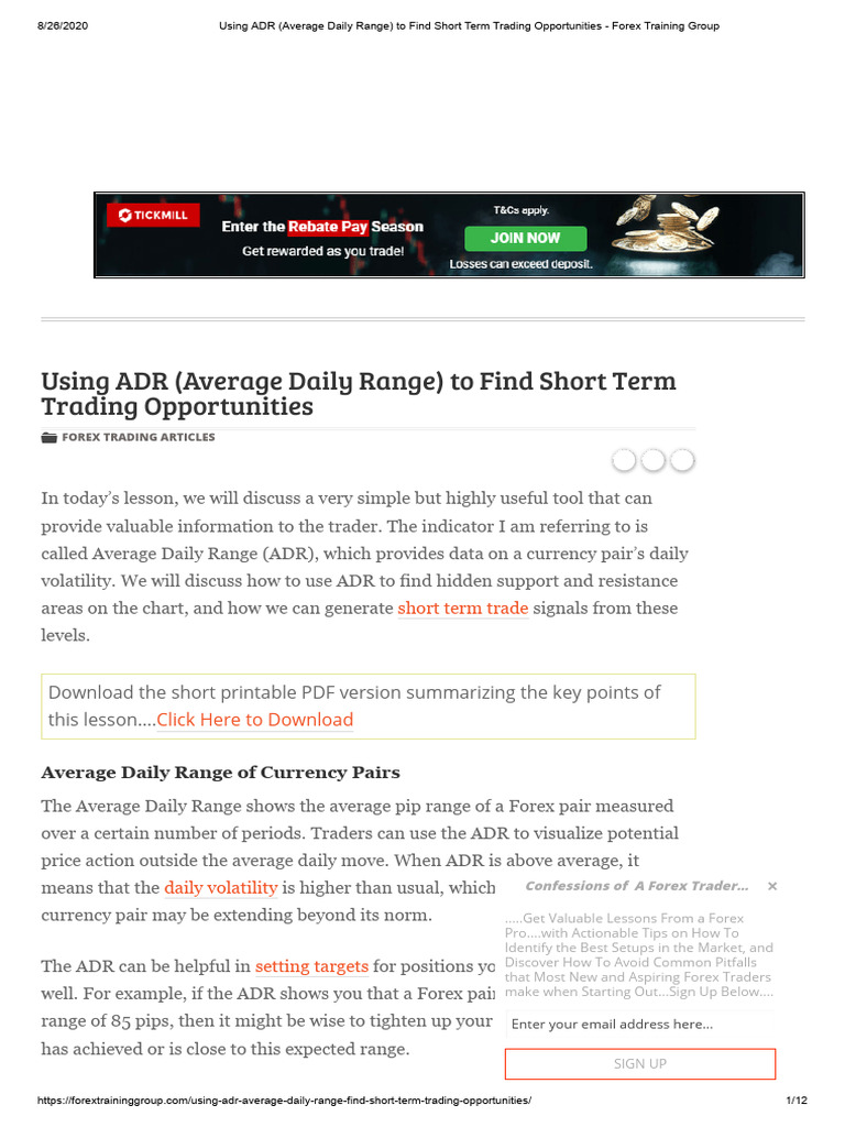 Using ADR (Average Daily Range) To Find Short Term Trading ...