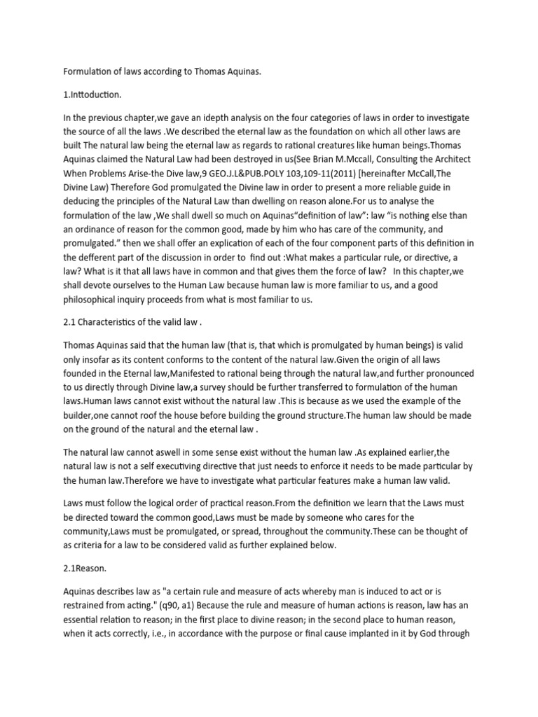 Aquinas' Definition of Law Explained | PDF | Natural Law | Reason