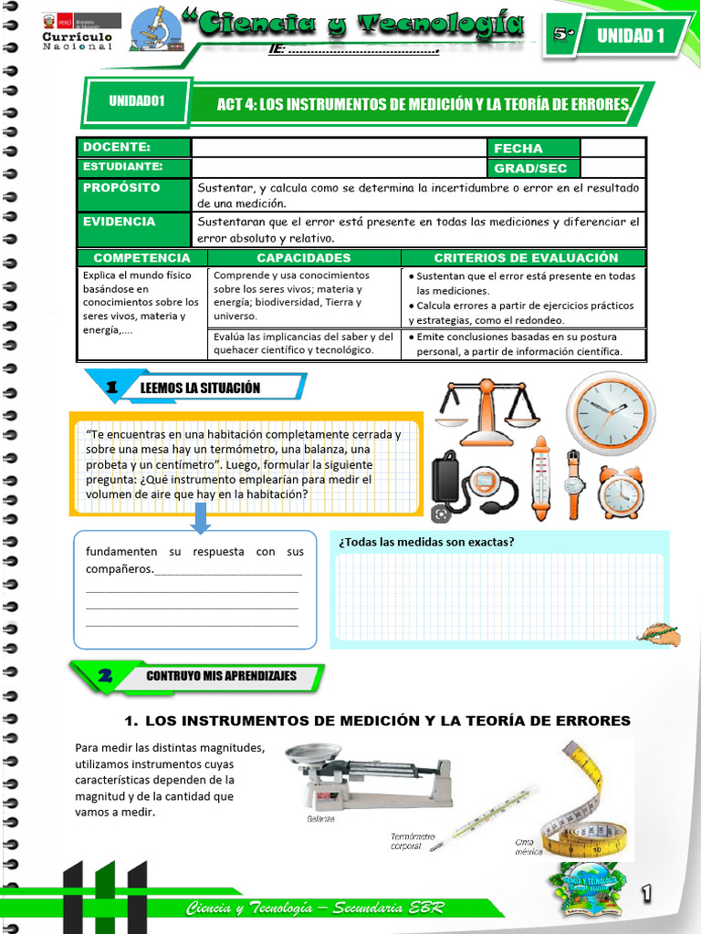 C5º Act 4-Cyt-U1 | PDF | Medición | Exactitud y precisión